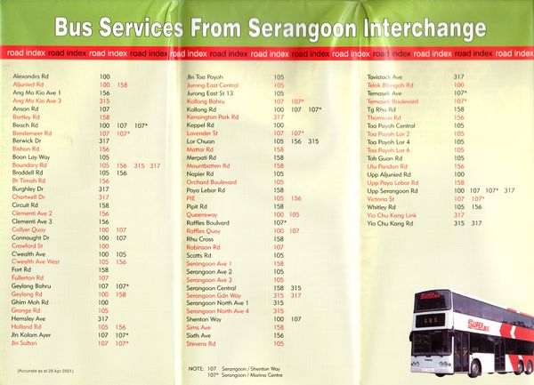 Singapore Bus Services Town Guides: Serangoon - SgWiki