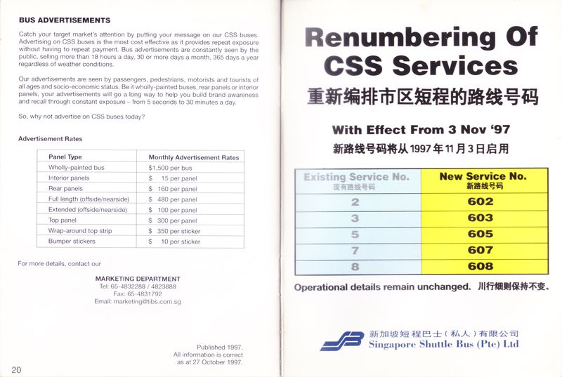 Singapore Shuttle Bus (SSB)/ City Shuttle Service (CSS) Service Guide ...