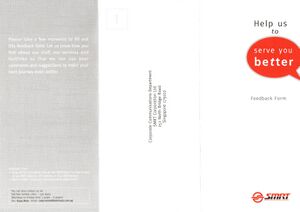 SMRT Buses Miscellaneous Brochures: Feedback Forms - SgWiki