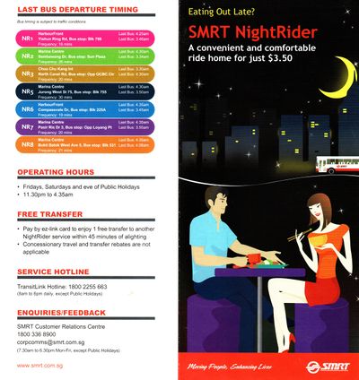 SMRT Buses Miscellaneous Brochures: NightRider - SgWiki