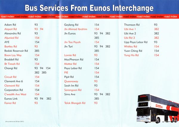 Singapore Bus Services Town Guides: Eunos - SgWiki