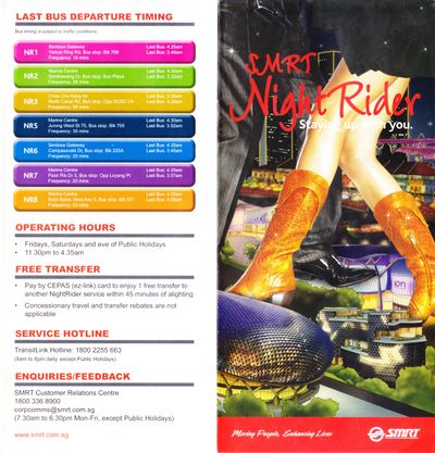 SMRT Buses Miscellaneous Brochures: NightRider - SgWiki